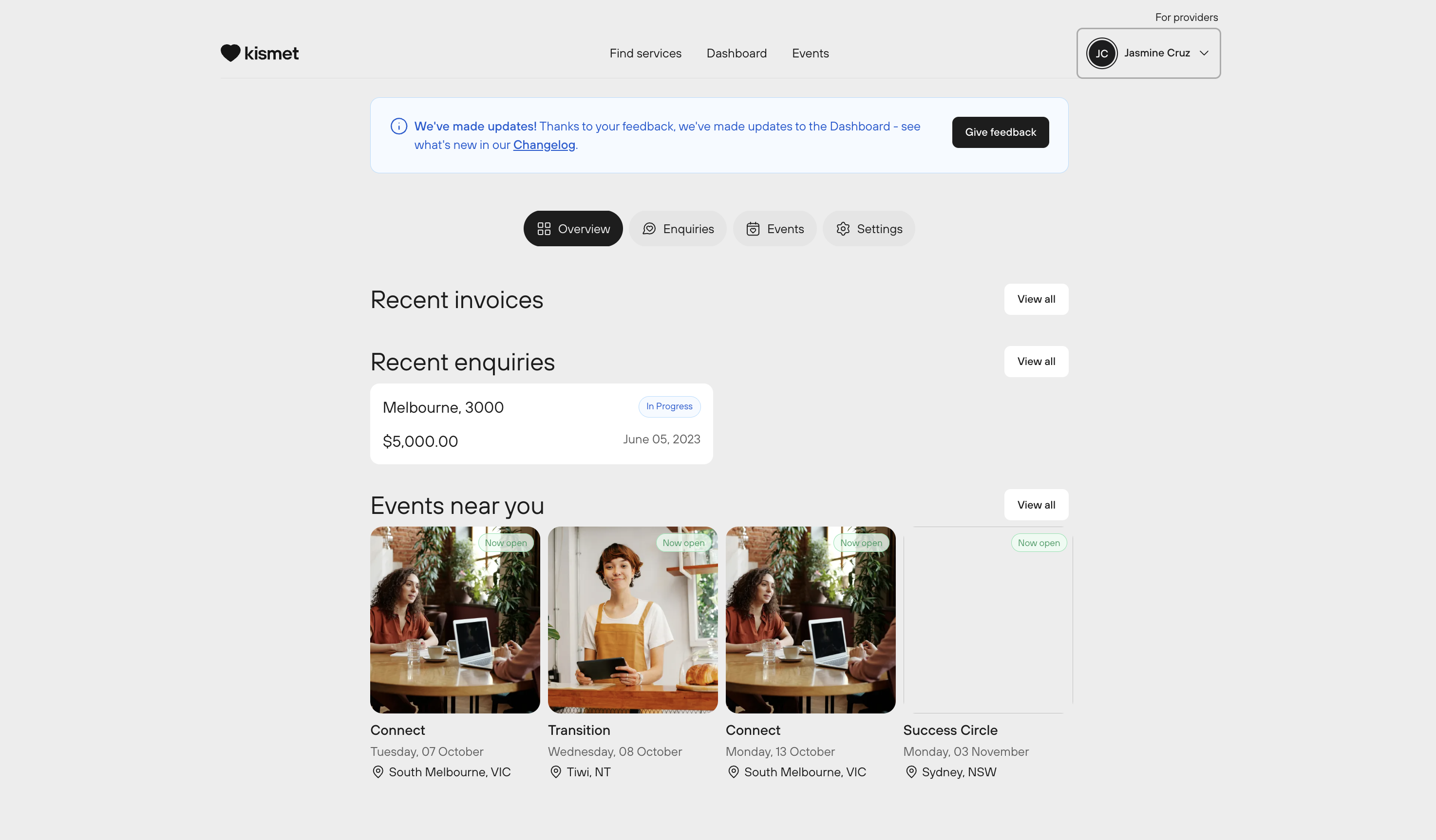 New Provider Dashboard – Kismet