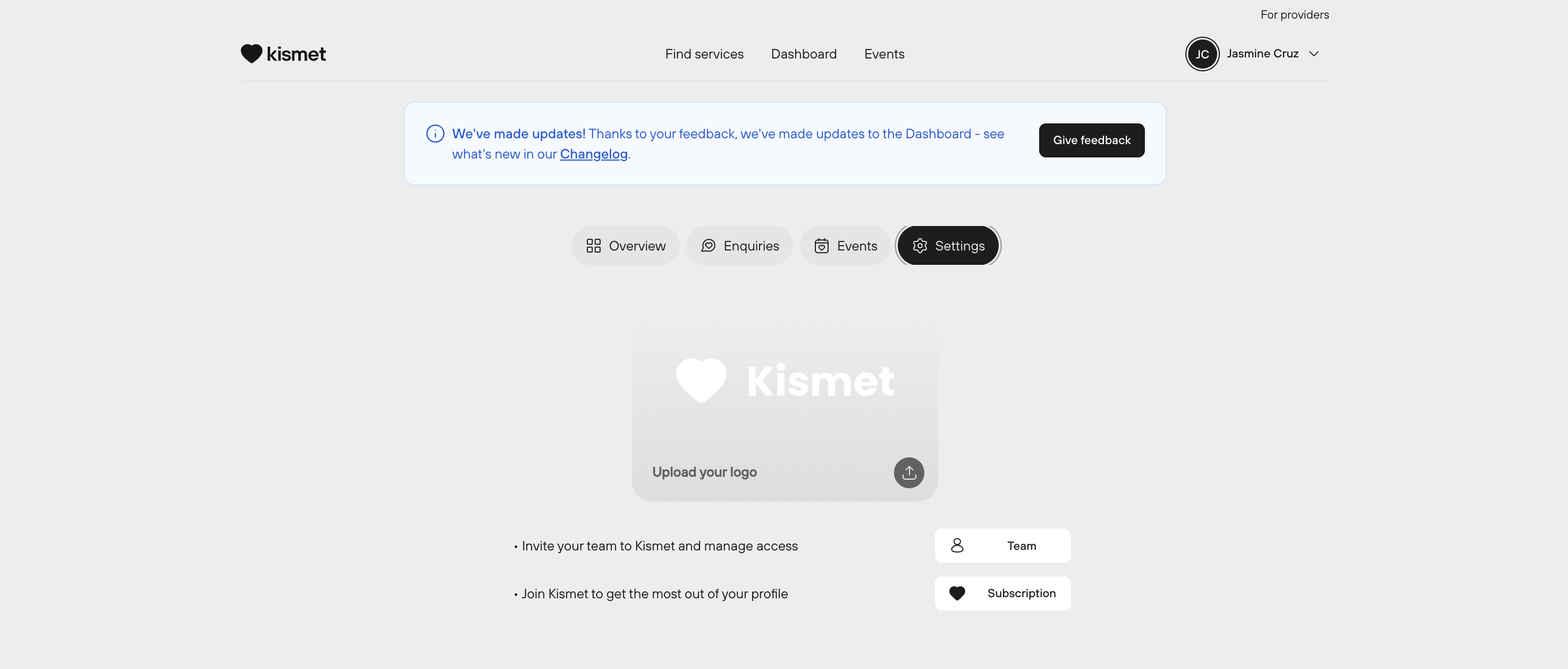 New Provider Dashboard – Kismet